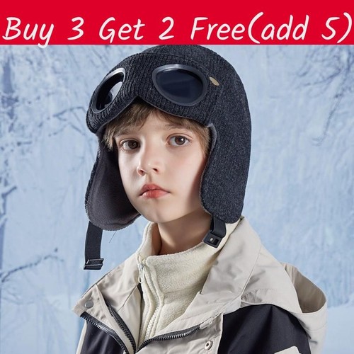 Winter Childrens Fleece Lined Flight Cap With Windproof Earmuff For ...