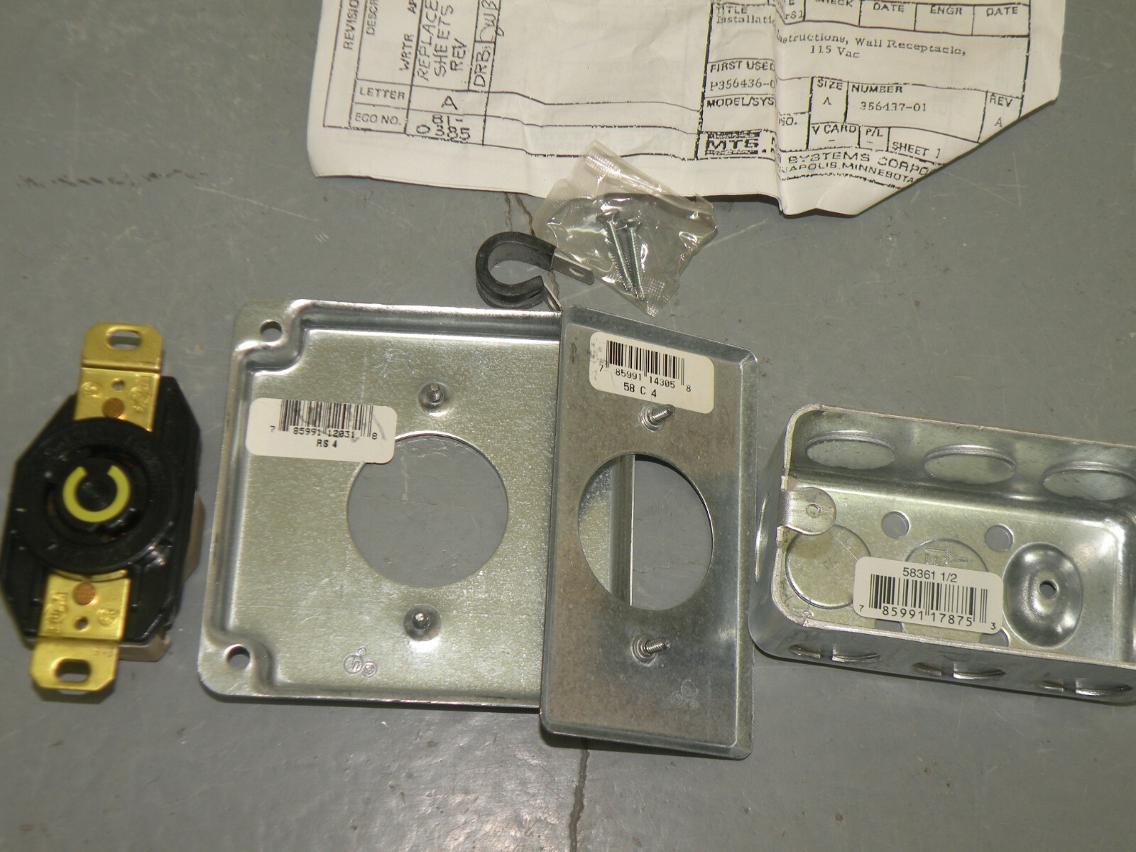 Hubbell HBL2310 Twist Lock Receptacle 20A 12 V 2P & Steel City Box ...