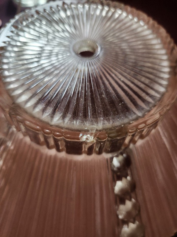 2 Art Deco Vintage Pink and Clear Glass Ribbed Lamp Light Shade | eBay