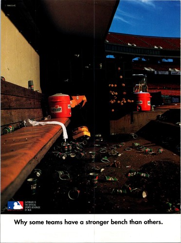 Gatorade MLB Baseball Dugout "some teams have a stronger bench" 1990s ...