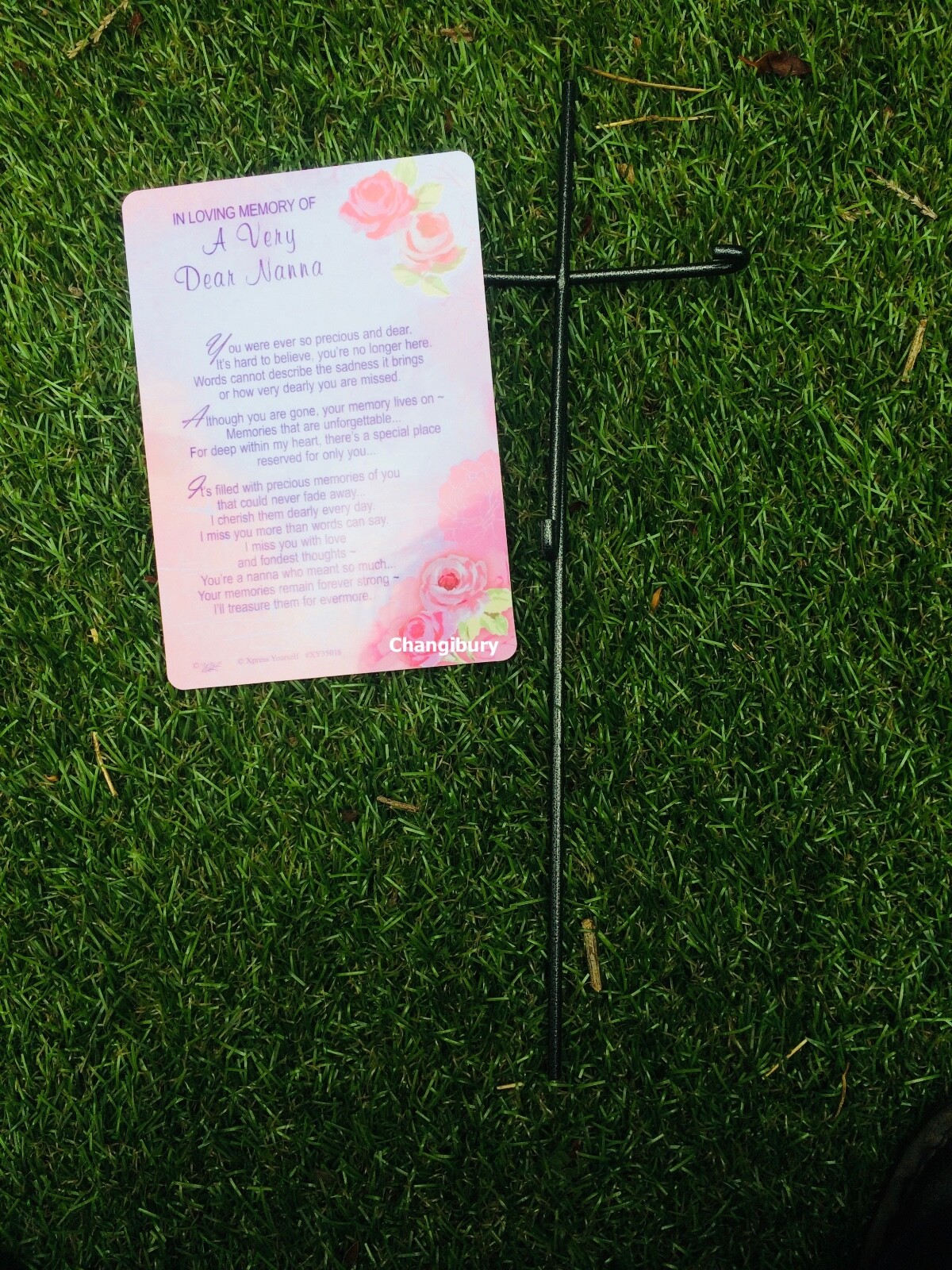 Reusable Metal Graveside Memorial Card Frame Holder Spike Grave ...