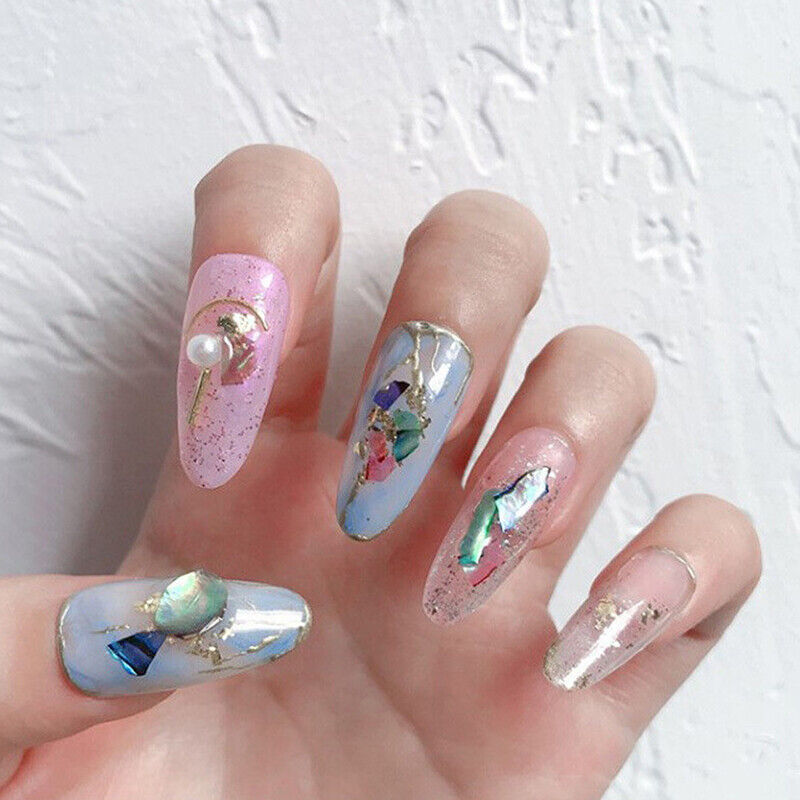 Nails Abalone Shell Slice Nail Art Stickers Glitter Sequin Fragment 3D ...