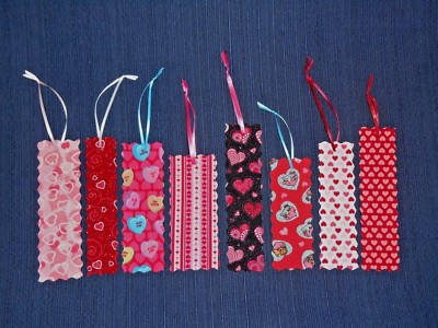 Bookmarks HEART or VALENTINE Lot of 8 Fabric Cloth Handmade Multi Color ...