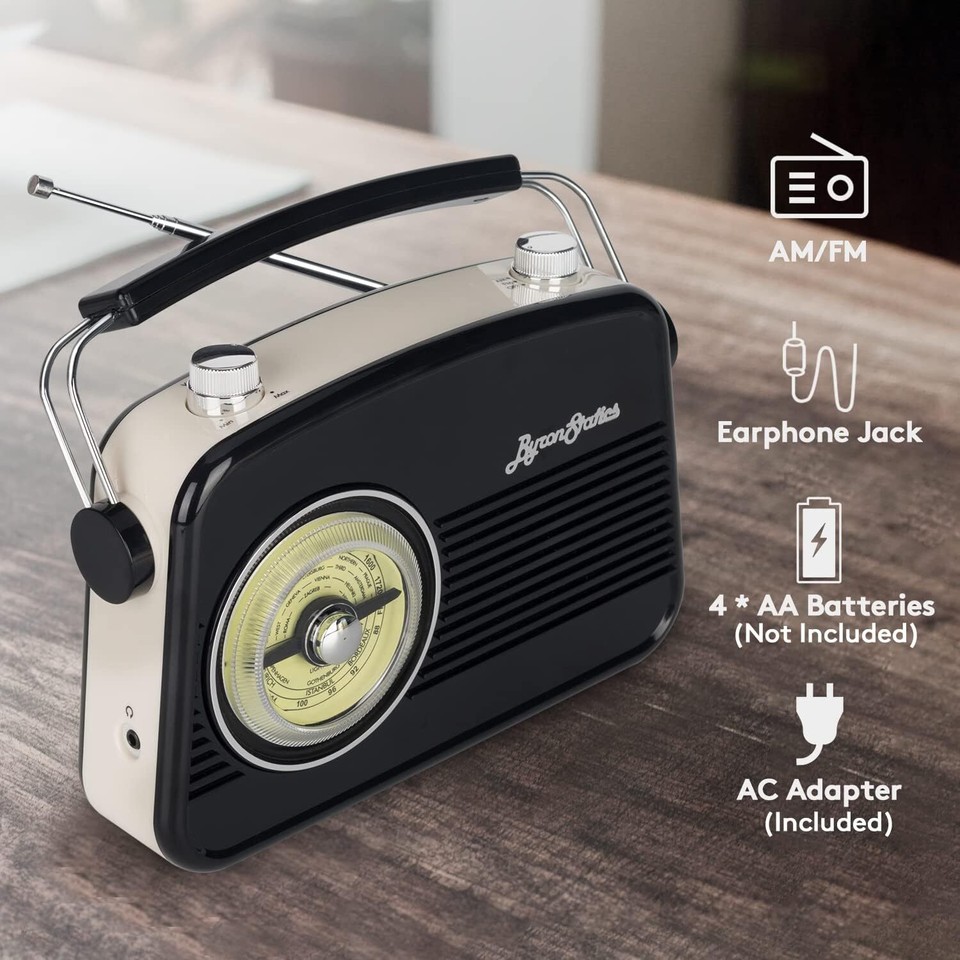 Black AM FM Radio - Small Portable Radios Vintage Retro With Headphone ...