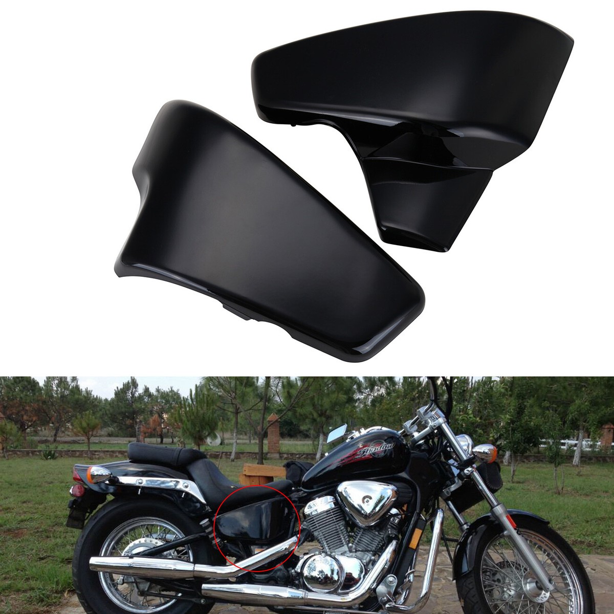 1999 Honda Shadow Battery Motorcycle Gloss Black Battery Side Faring