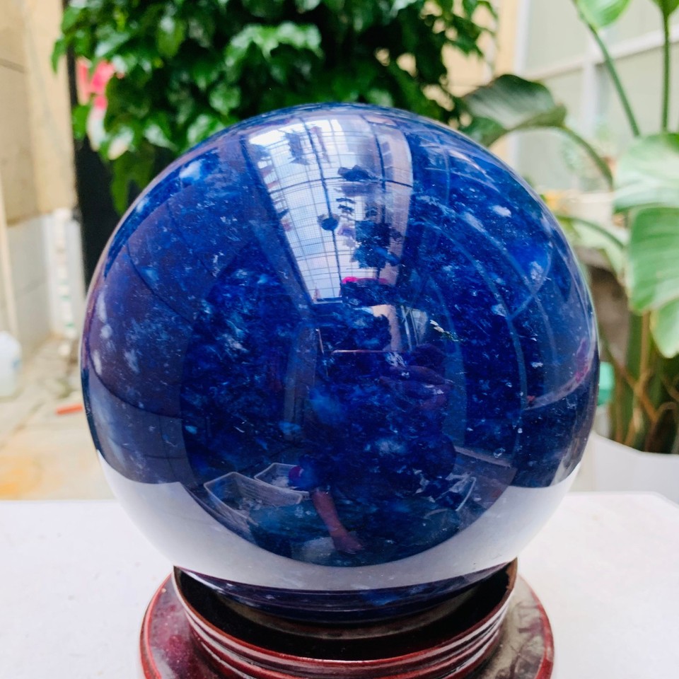 9.3LB blue Smelting Stone Quartz Sphere Crystal Energy Ball Reiki ...