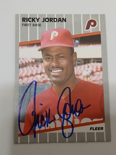 Ricky Jordan Philadelphia Phillies 1989 Fleer Autograph Card #575 READ ...