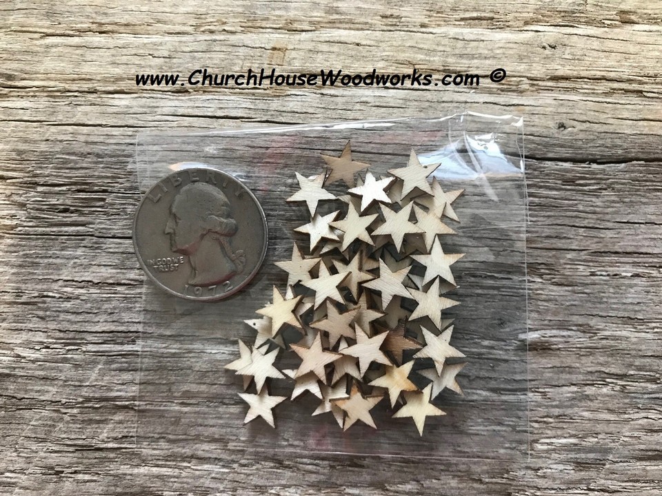 50 Tiny Laser Cut 3/8 inch Mini Wood Stars, Confetti - DIY wood craft ...