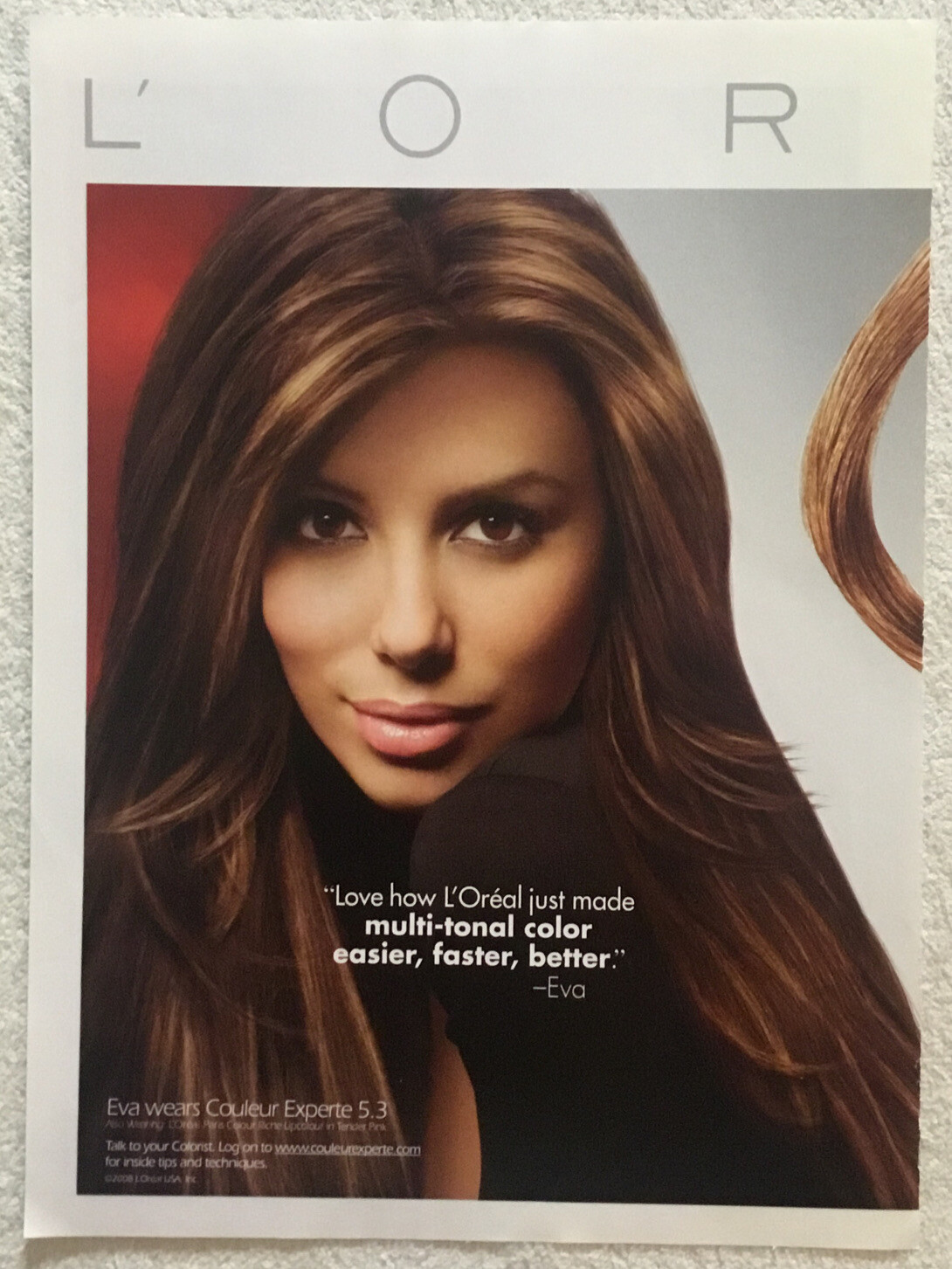 2008 Eva Longoria for L’Oréal 2-Page PRINT AD Beautiful Sexy Seductive ...