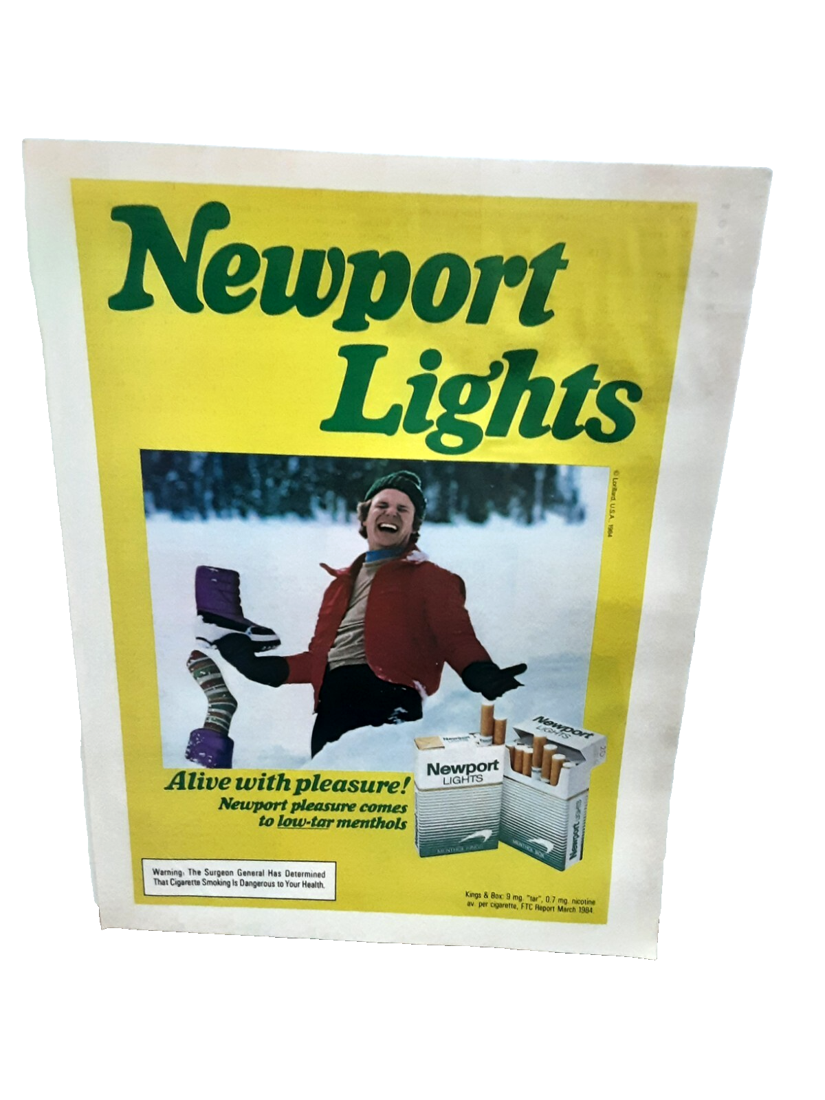 Vintage 1985 Print Ad Newport Lights Cigarettes Man With Snow Boot ...