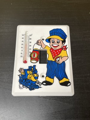 Vtg Nursery Light Switch Plate Train Conductor Engineer Thermometer ...