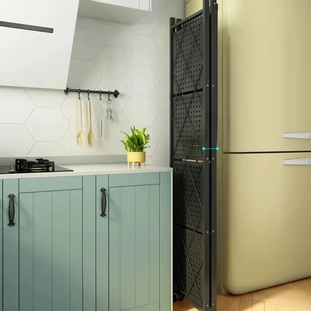 Foldable Large Iron Frame Storage Installation-Free Folding Kitchen ...