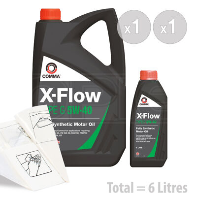 Car Engine Oil Service Kit / Pack 6 LITRES Comma X-Flow Type G 5w-40 6L ...