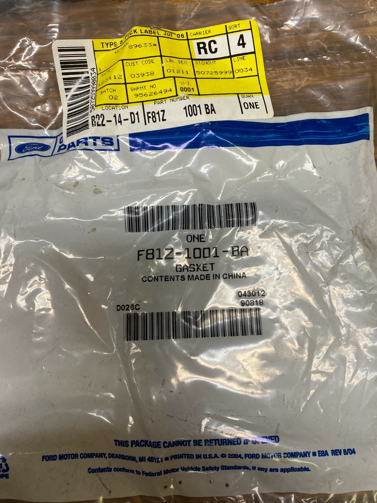 Genuine OEM Ford -Axle Shaft Gasket - NOS Part # F81Z-1001-BA | eBay