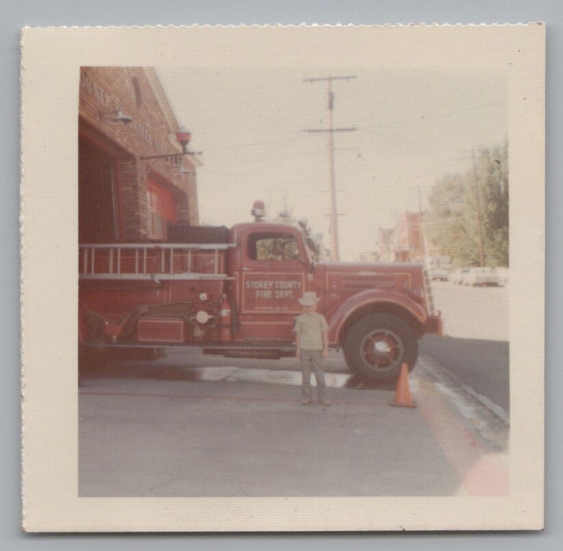 Fire Truck at Storey County Fire Department with Boy Outdoors 1960s | eBay