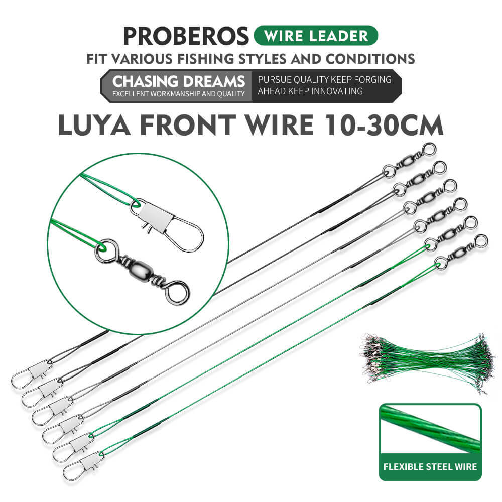 50pcs Lure Fishing Wire Leader 7 Braided Wire Line Swivels Snap 15-30cm ...