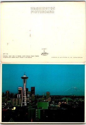 Seattle Space Needle & Rainier Night Postcard '60s | eBay