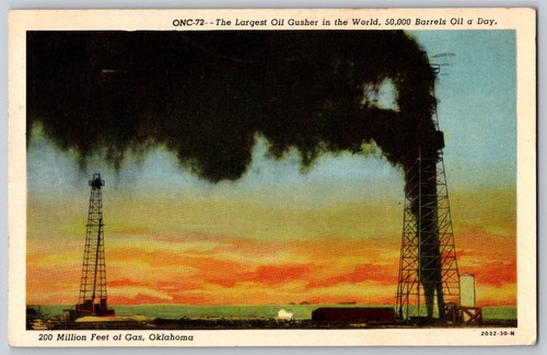 Postcard The Largest Oil Gusher In The World Oklahoma C11 | eBay