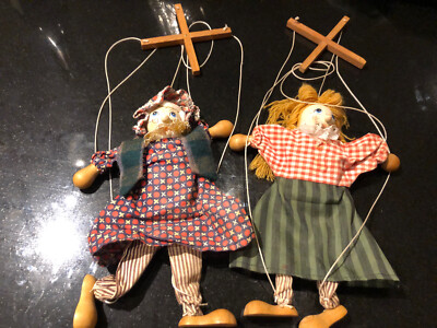 Two vintage wood string puppets | eBay UK