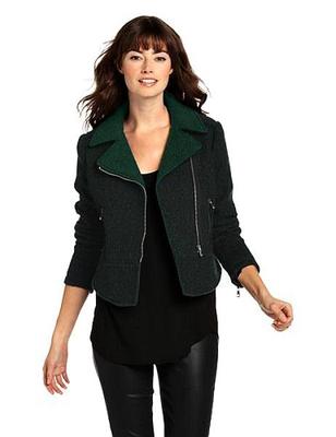 NEW French Connection Tweed Moto Jacket (Green) Women's Coat Size 4 | eBay