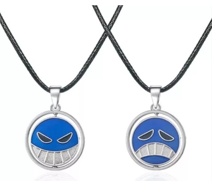 One Piece Ace Smiley Face Totenkopf Kette Necklace Anime Manga Cosplay ...