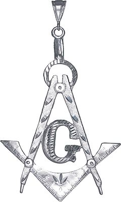 Huge Sterling Silver Masonic Square and Compass Charm Pendant 4.3 Inch ...