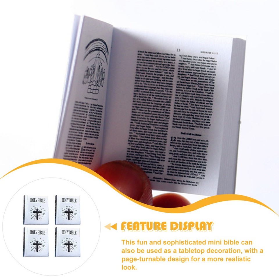 4pcs Mini Doll House Bible Mini Bibles Decoration Paper Miniature Book ...
