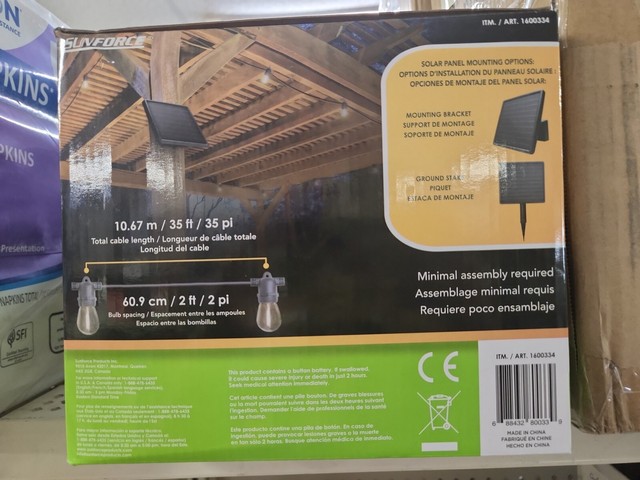 SunForce LED Bulbs Solar String Lights with Remote Control (Pack of 15 ...