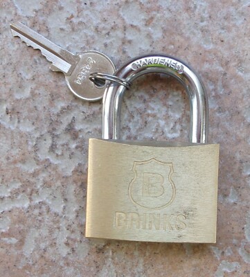 Vintage Brinks Hardened Steel Brass Pad Lock w/Key Not Sure If Ever ...