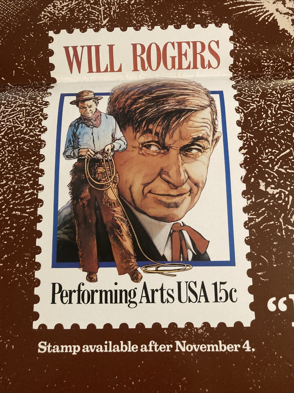 Rare 1979 USPS Will Rogers Cowboy Actor Performing Arts POST OFFICE ...