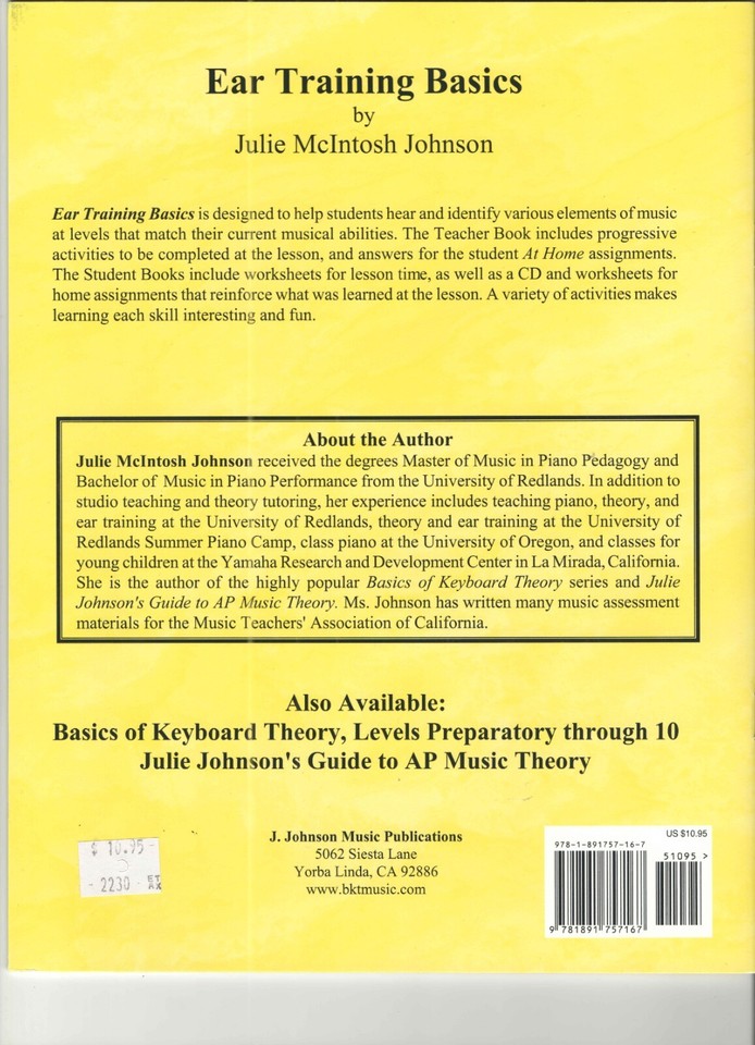 Ear Training Basics Student Book, Book/CD - Level 3 – By Julie M ...