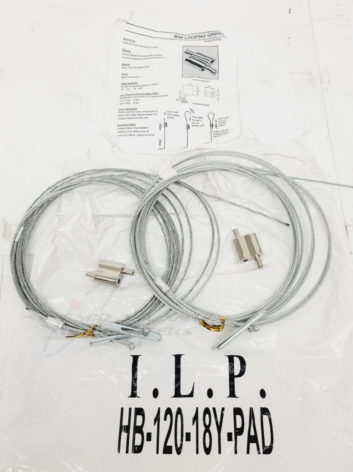 ILP Lighting 10' High Bay Y Paddle Set Cable Suspension Kit HB-120-18Y ...