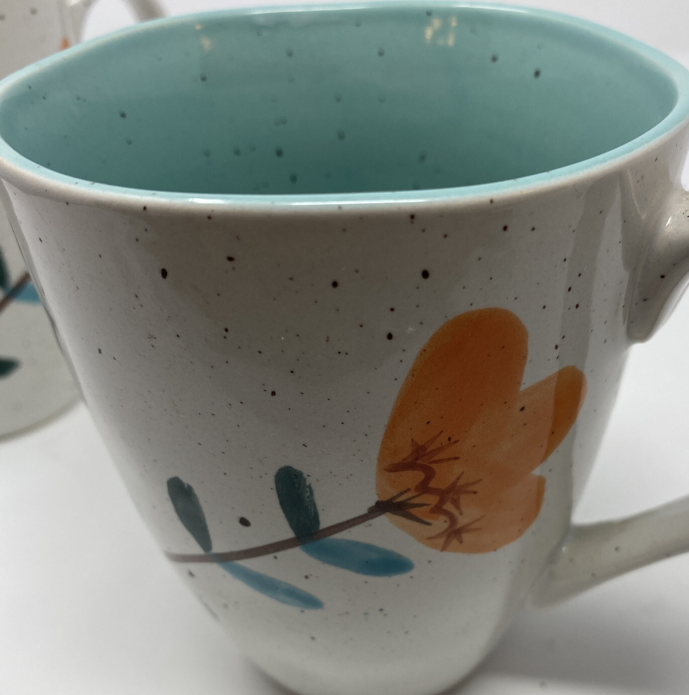 Pier 1 Imports Hand Painted Stoneware Larger Coffee Mugs Cups Lot Of 2 ...