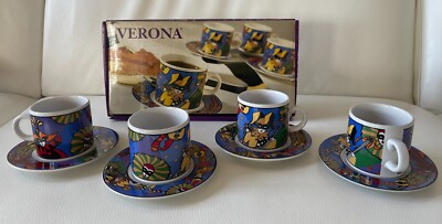 Sakura Verona Artists Espresso Mug Set Demitasse Cappuccino Cups w Saucers NIB | eBay