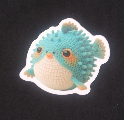 Puffer Fish Cute Adorable Crochet Friends Sticker 1.75" x 2.25" (AL) | eBay