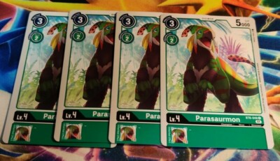 x4 Playset Digimon PARASAURMON BT6-048 Green Common TCG | eBay