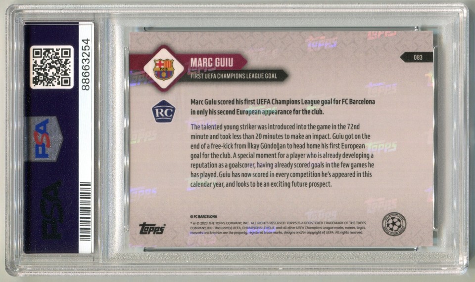 2023-24 TOPPS NOW UCL #83 Marc Guiu BARCELONA ROOKIE CARD PSA 10 | eBay