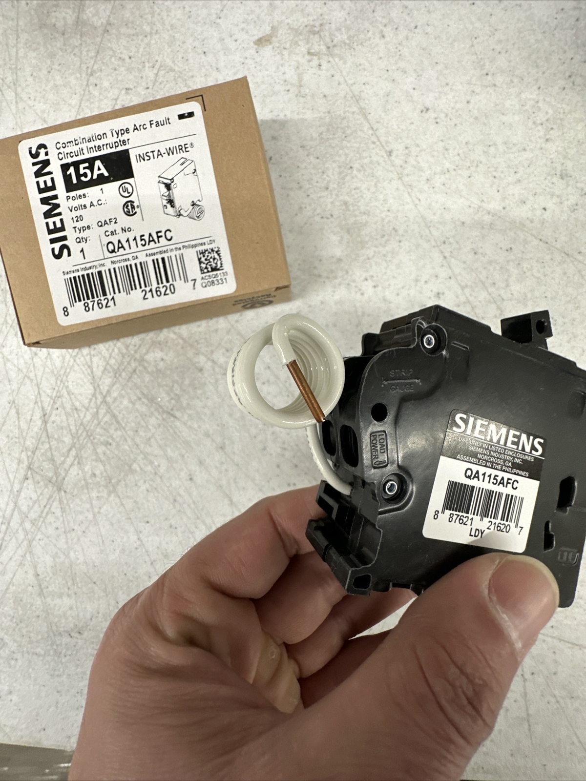 Siemens QA115AFC 15 A Plug-On Combination AFCI Breaker 887621216207| eBay