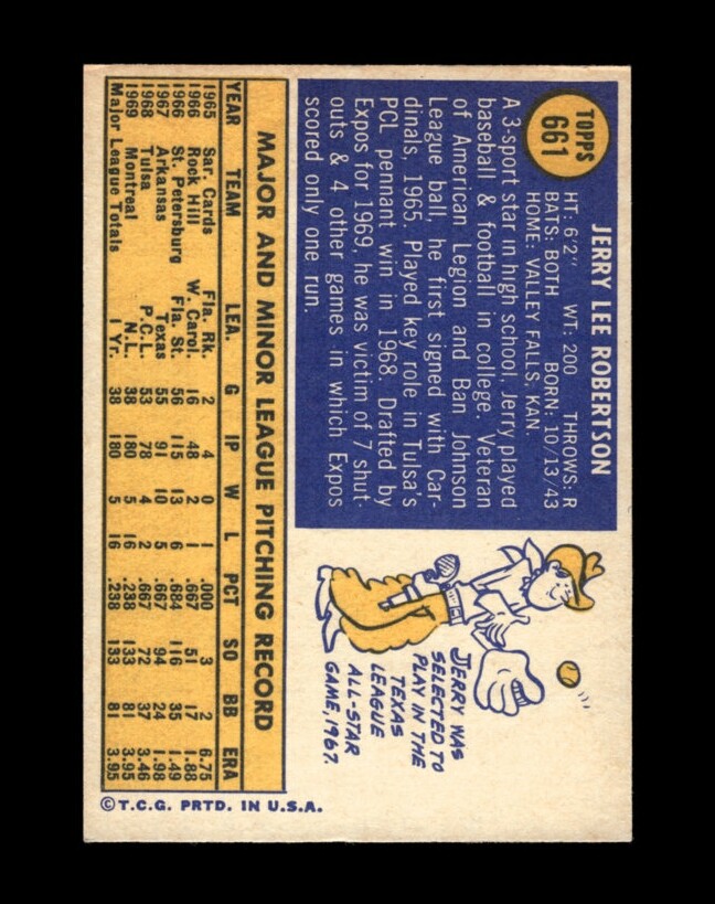 1970 Topps Set-Break #661 Jerry Robertson EX-EXMINT *GMCARDS* | eBay