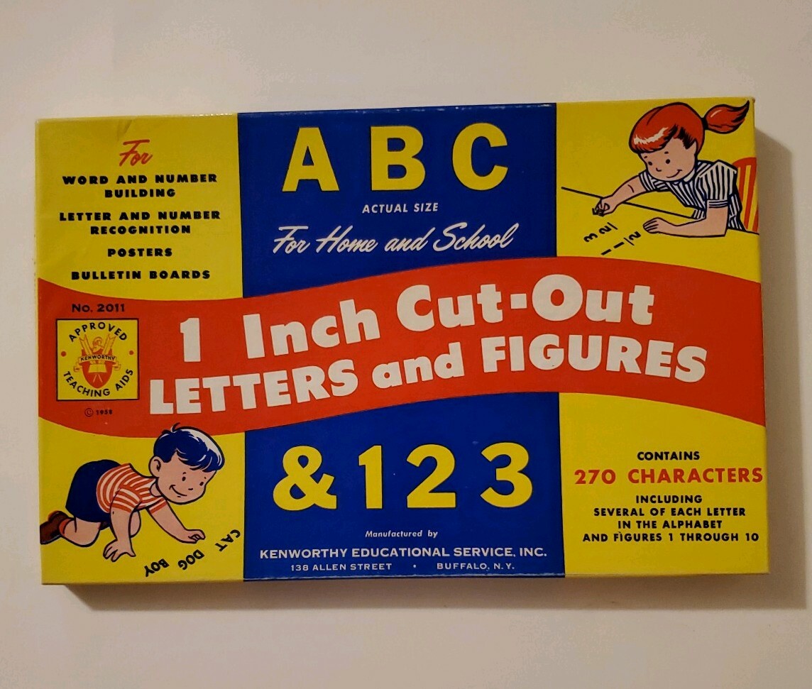 Vintage 1958 1 Inch Cut-Outs Letters & Figures ABC & 123 3 complete ...