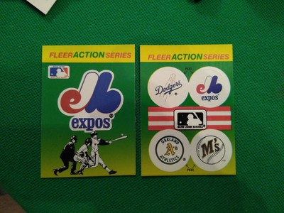 (2 Cards) 1990 Fleer Team Logo Stickers - Montreal Expos -Dodgers, A's ...