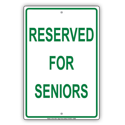 Reserved For Seniors Parking Wall Art Decor Novelty Notice Aluminum ...