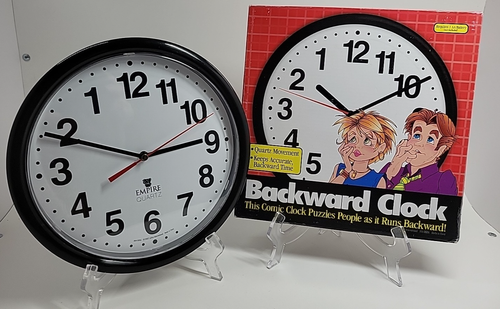 Loftus Black Backwards Wall Clock, Runs Counter Clockwise And Reverse ...