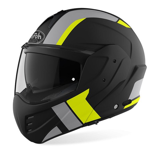 Helmet Modular Reversible AIROH Mathisse Explore Black Gray Yellow Matt ...