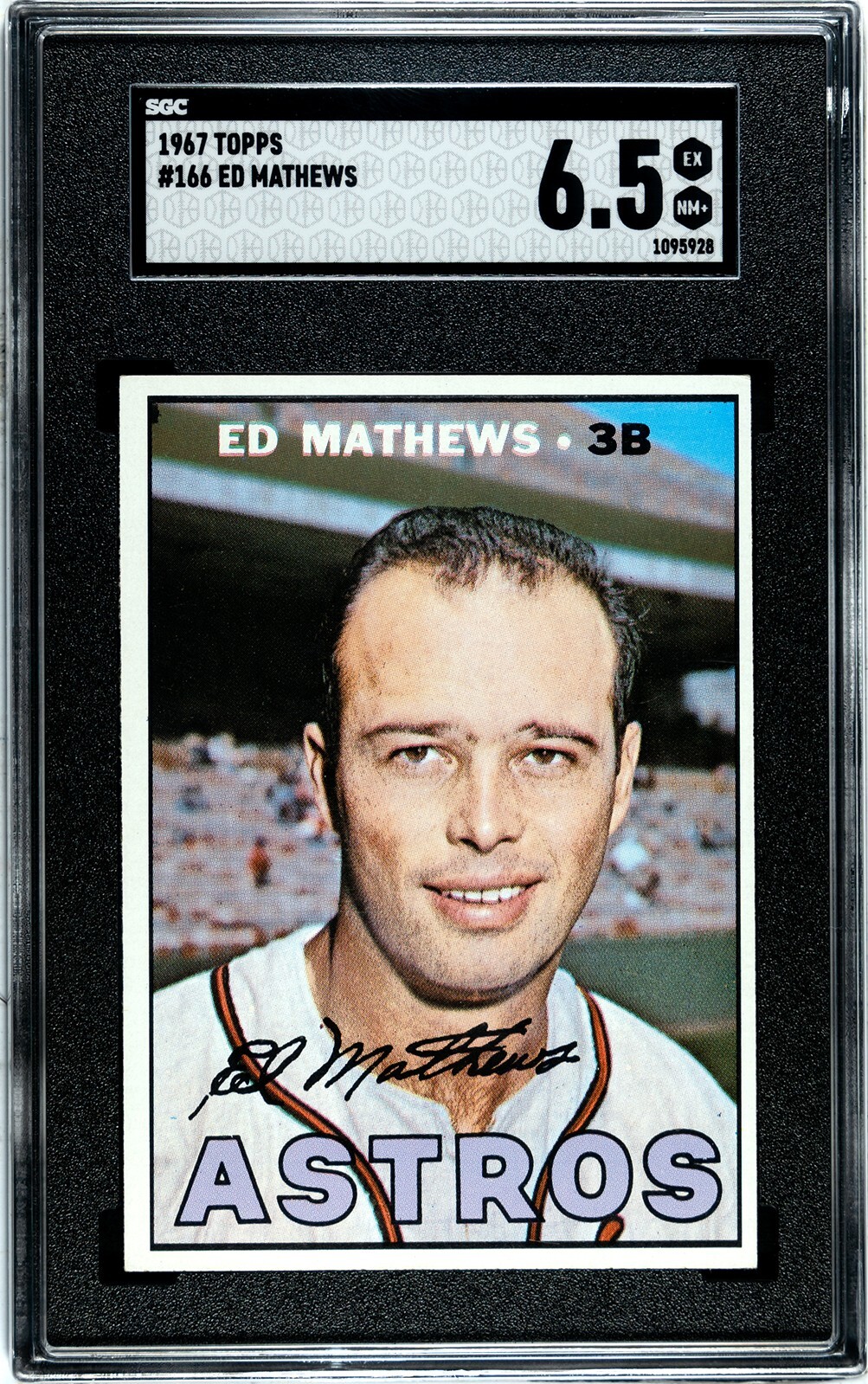 Eddie/Ed Mathews 1967 Topps Baseball Card #166 Astros/HOF- SGC Graded 6 ...