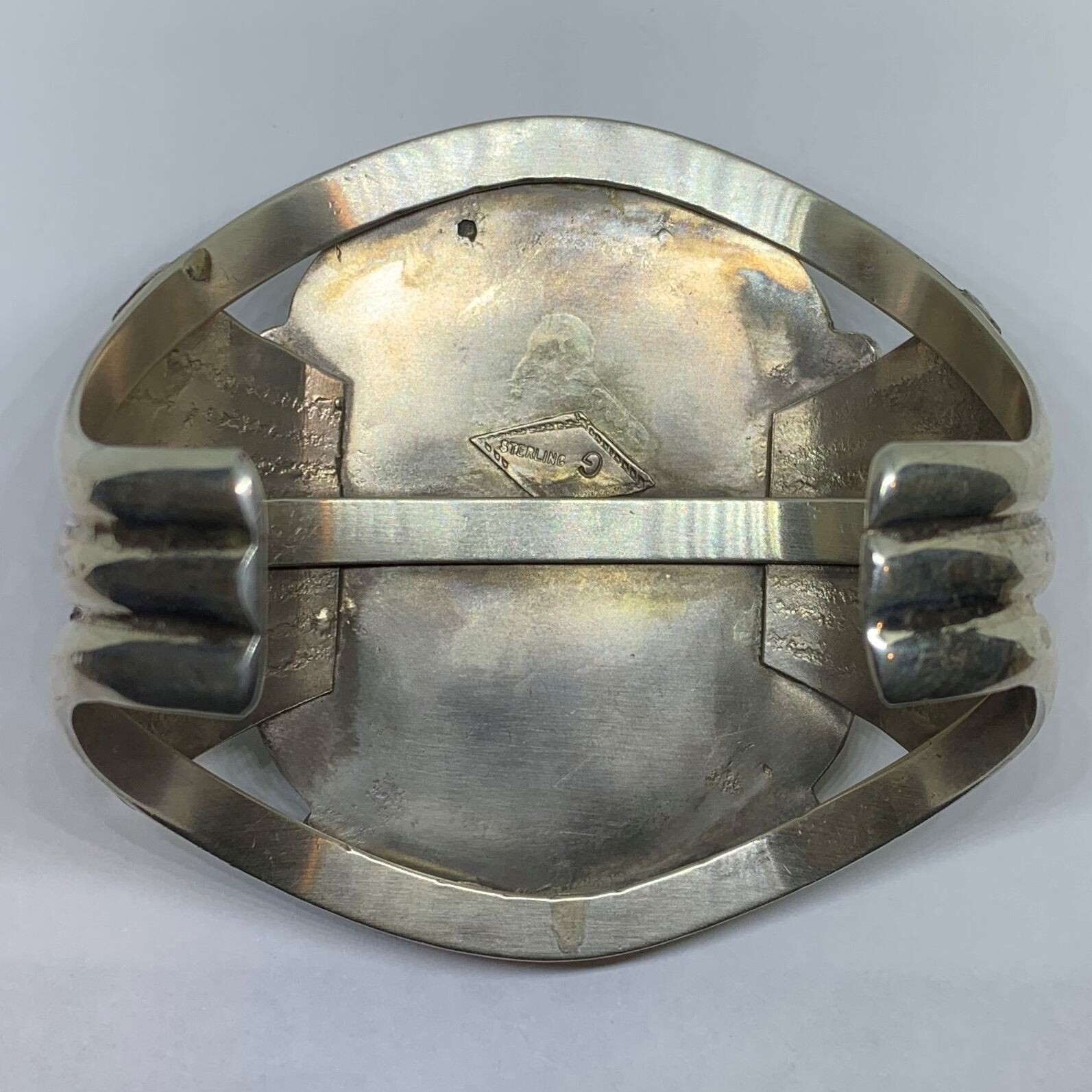 Carved Turquoise Native American Brave + Stones 925 Silver Cuff ...