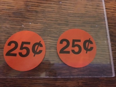 2 Original A&A 25 Cent .25 PRICE DECAL STICKERS Gumball candy Vending ...