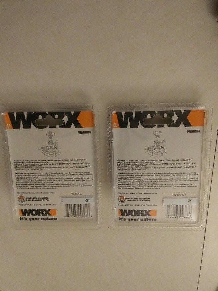 (2) WORX WA0004 Replacement Spools 2 Pk 10 ft / .065" Single Line Auto ...