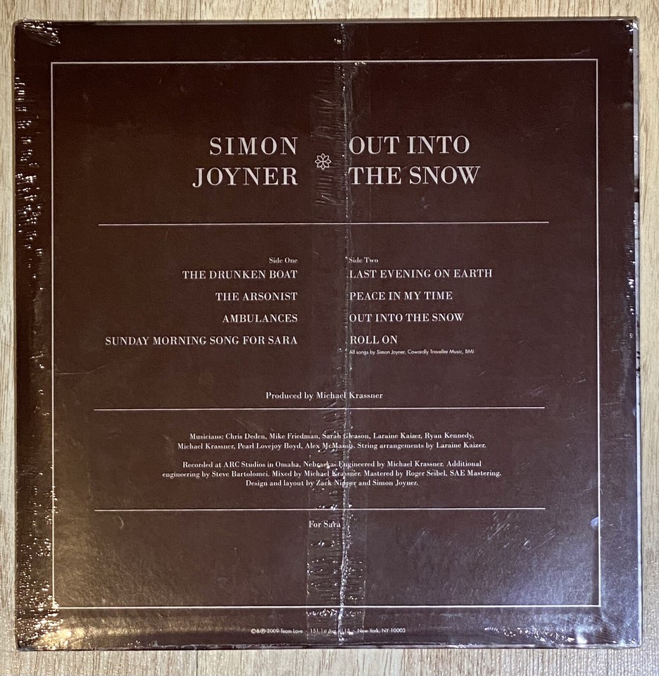 SIMON JOYNER OUT INTO THE SNOW LP SEALED 2009 VINYL RECORD TEAM LOVE | eBay