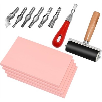 4 Pack Rubber Stamp Carving Blocks with Cutter Tools for Stamp Maker ...